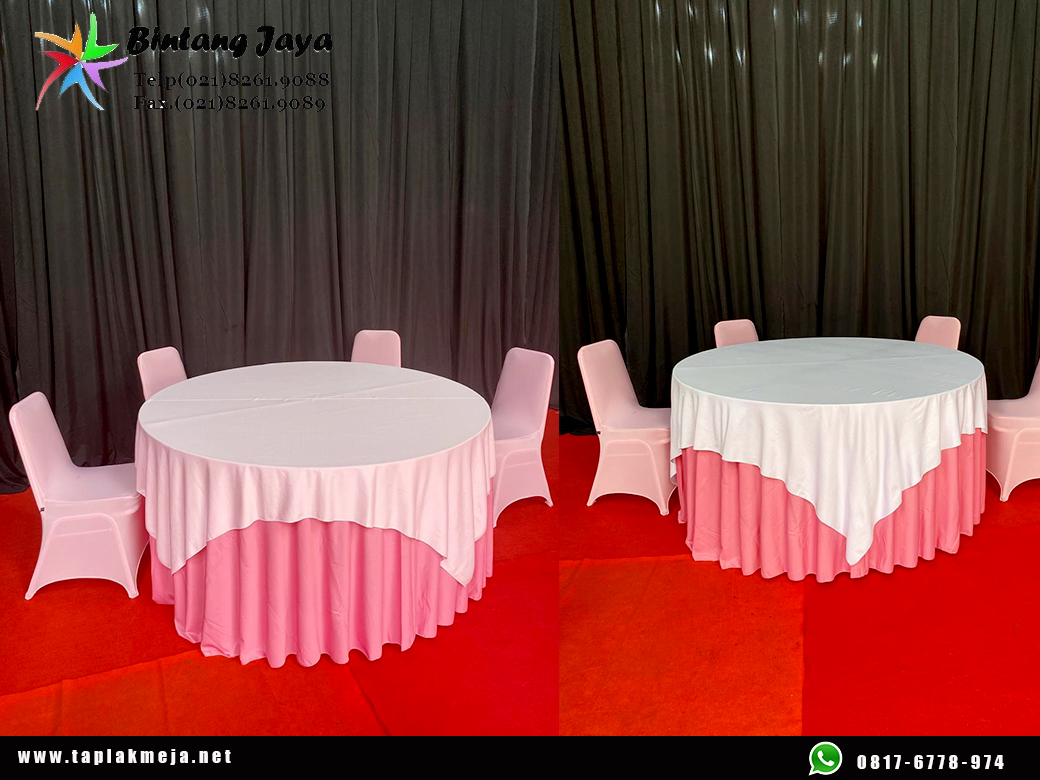 Toko Taplak Meja Bulat Pink Jenis Skirting Pakai Toping Jakarta ...